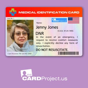 Do Not Resuscitate (DNR) Medical ID Card for First Responders ...