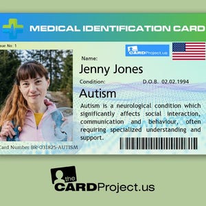 Autism Spectrum Disorder Medical ID Card – Neurodivergent Support With ...