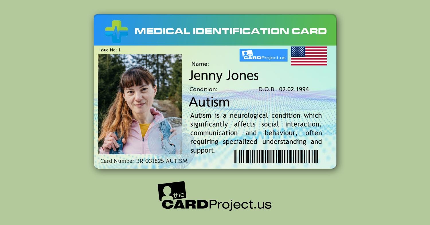Autism Spectrum Disorder Medical ID Card – Neurodivergent Support With ...