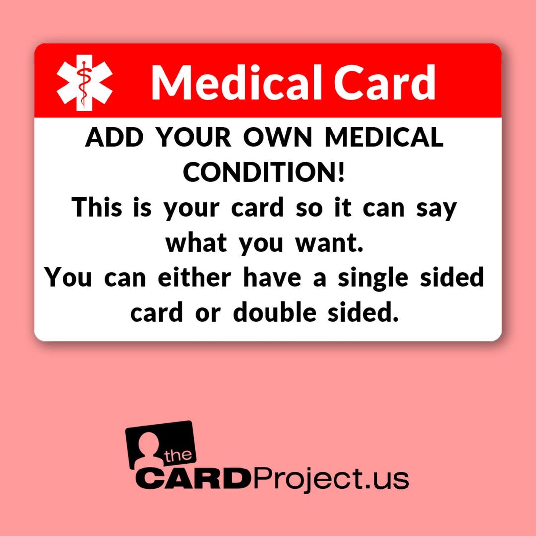 Create Your Own Medical ID Card – Customizable Single or Double-sided ...