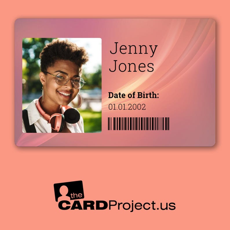 Photo ID Card, Personalized With Name, Date of Birth, and Signature ...