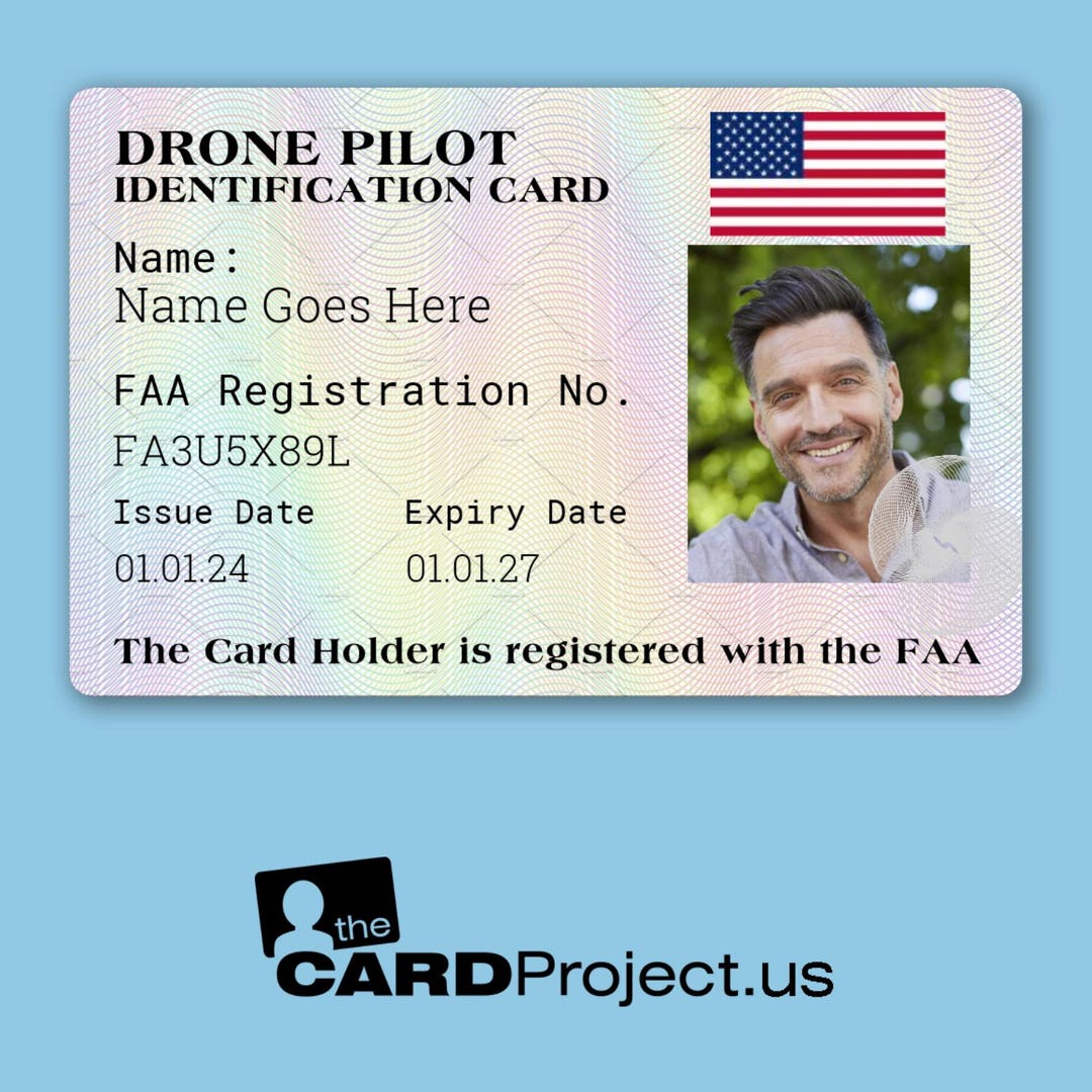 Custom Drone Pilot ID Card | FAA Registration With QR Code | Double ...