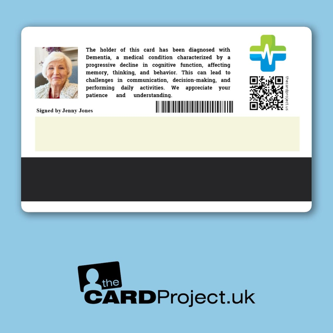 Dementia Medical ID Card With Photo and Signature Strip - Personalized ...