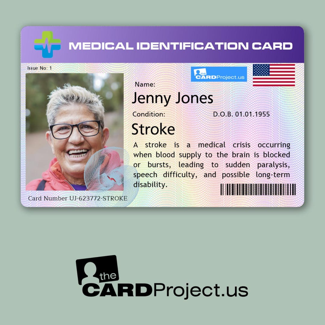 Personalized Stroke Medical ID Card Stroke Survivor Identification With ...