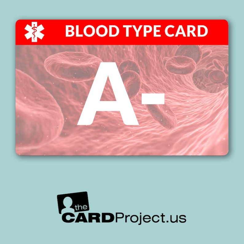 Blood Type Wallet Cards for Emergency Use – A Positive, A Negative, B ...