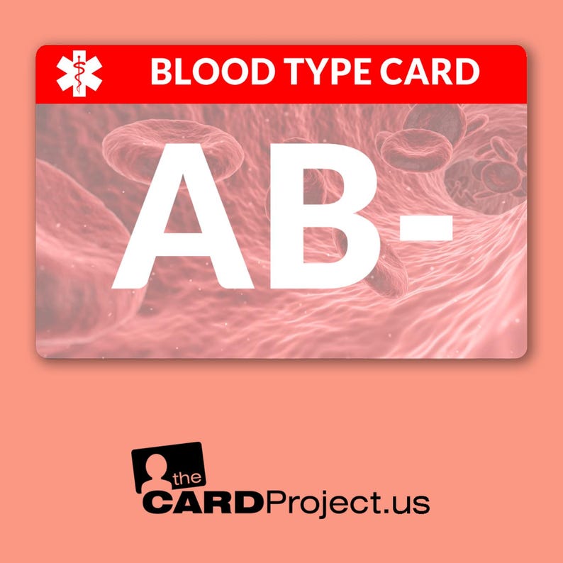 Blood Type Wallet Cards for Emergency Use – A Positive, A Negative, B ...