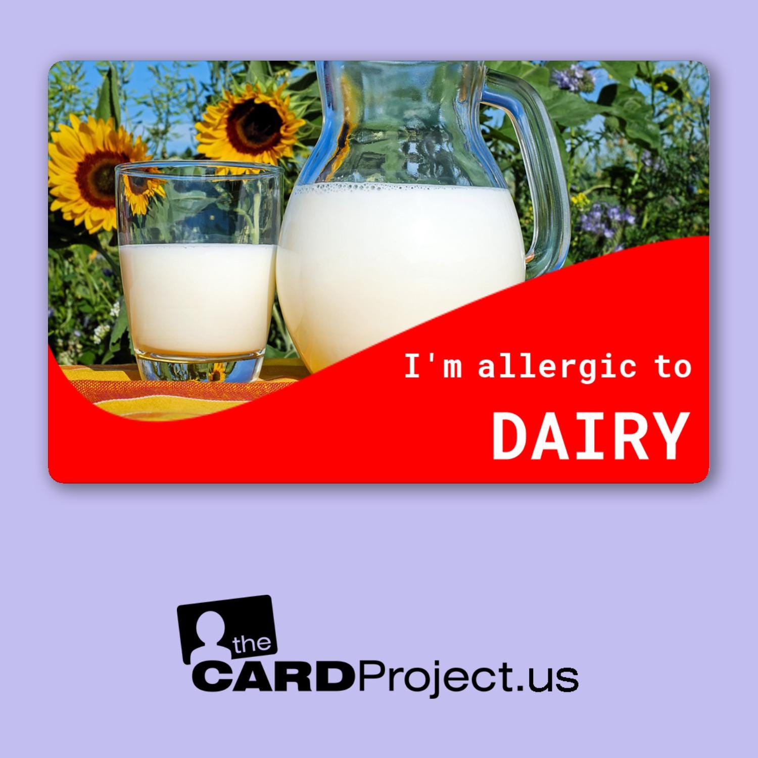 I'm Allergic to Dairy - Allergy Alert Card for Milk Products – Easy to ...