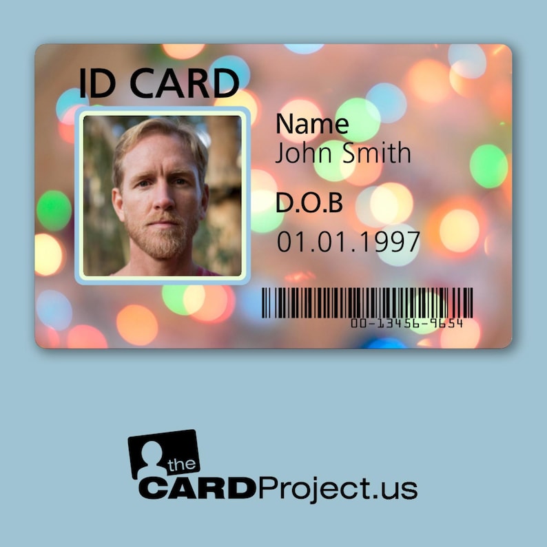 Photo Identity Card, Personalized With Name and Date of Birth | Credit ...