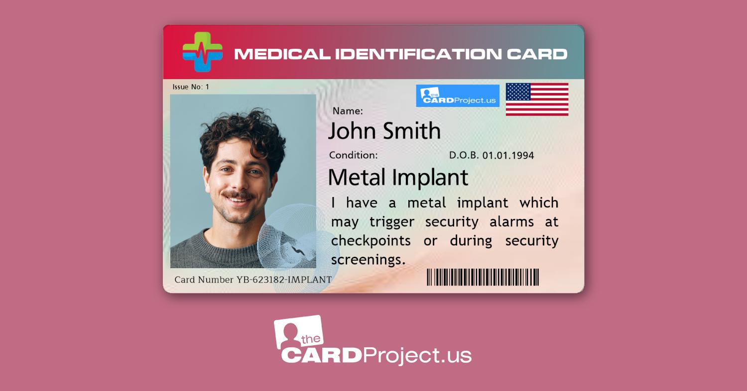 Metal Implant ID Card, Personalized With Photo for TSA Security, Travel ...
