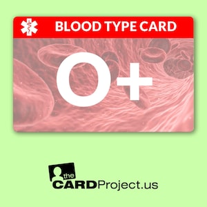 Blood Type Wallet Cards for Emergency Use – A Positive, A Negative, B ...