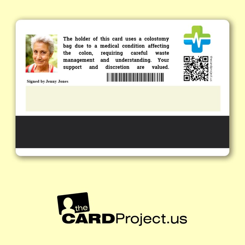 Colostomy Bag Medical ID Card With Photo, Personalized Travel Security ...