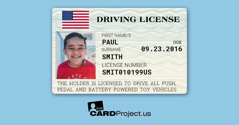 Personalised Kids Driving License Toy Driver ID for Push & Pedal Cars ...