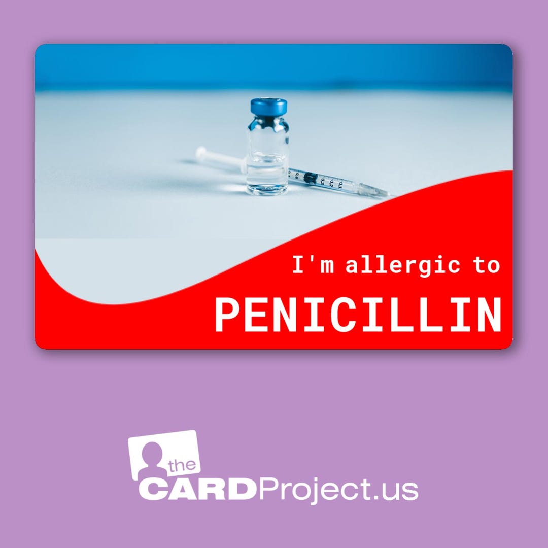 Penicillin Allergy Medical Alert Card – I'm Allergic to Penicillin ID ...