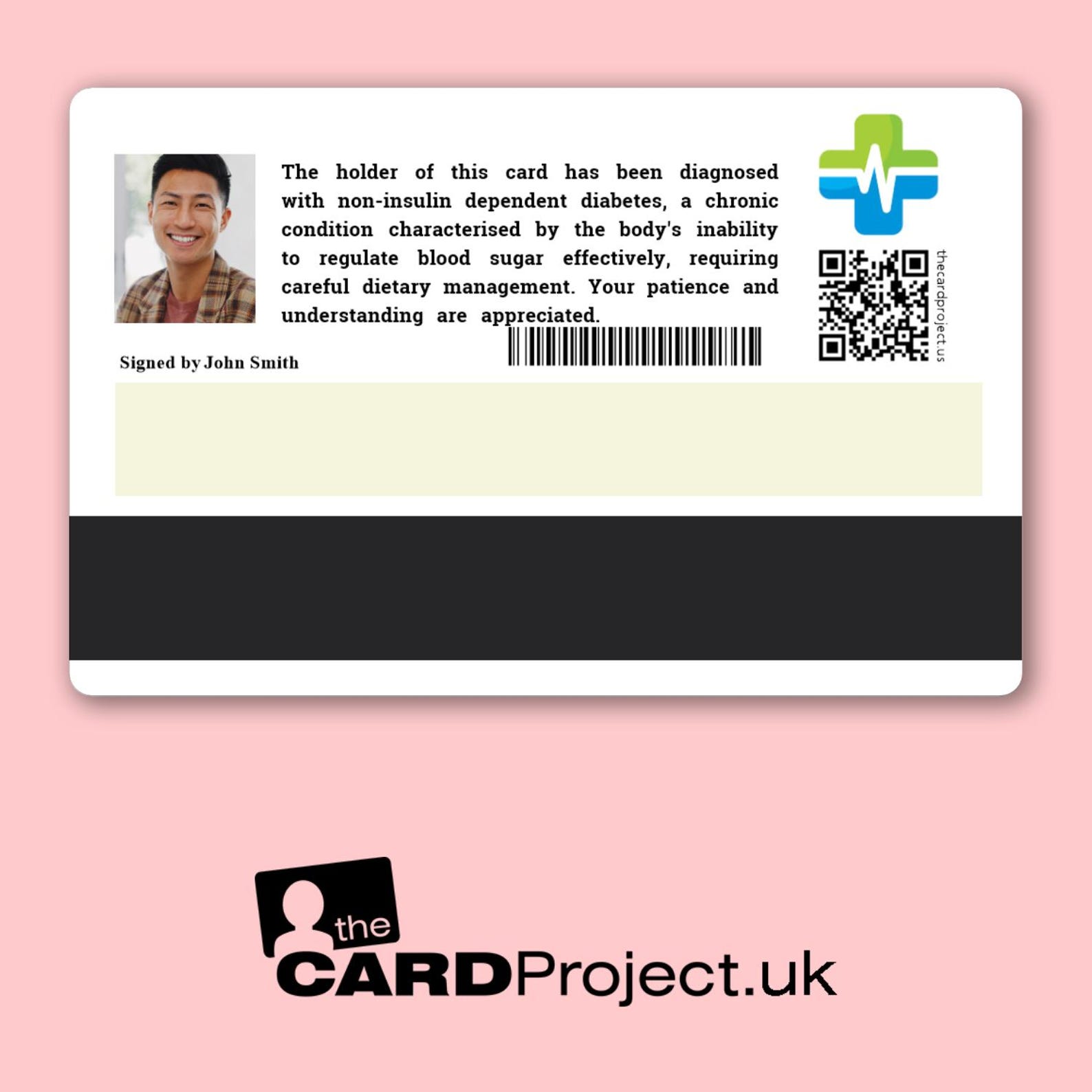 Type 2 Diabetes Medical ID Card With Photo | Emergency Diabetic Alert ...