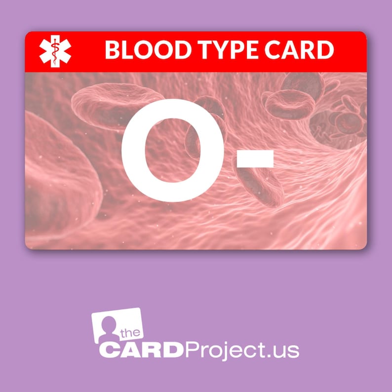 Blood Type Wallet Cards for Emergency Use – A Positive, A Negative, B ...