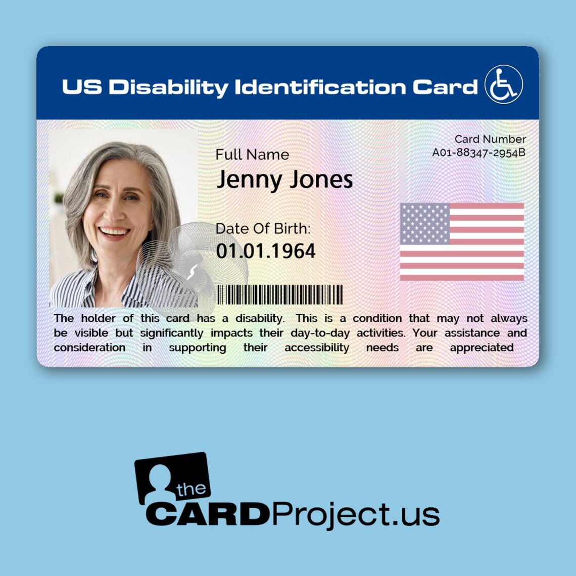 Disability Identification Card – Single Sided, Photo ID With American ...
