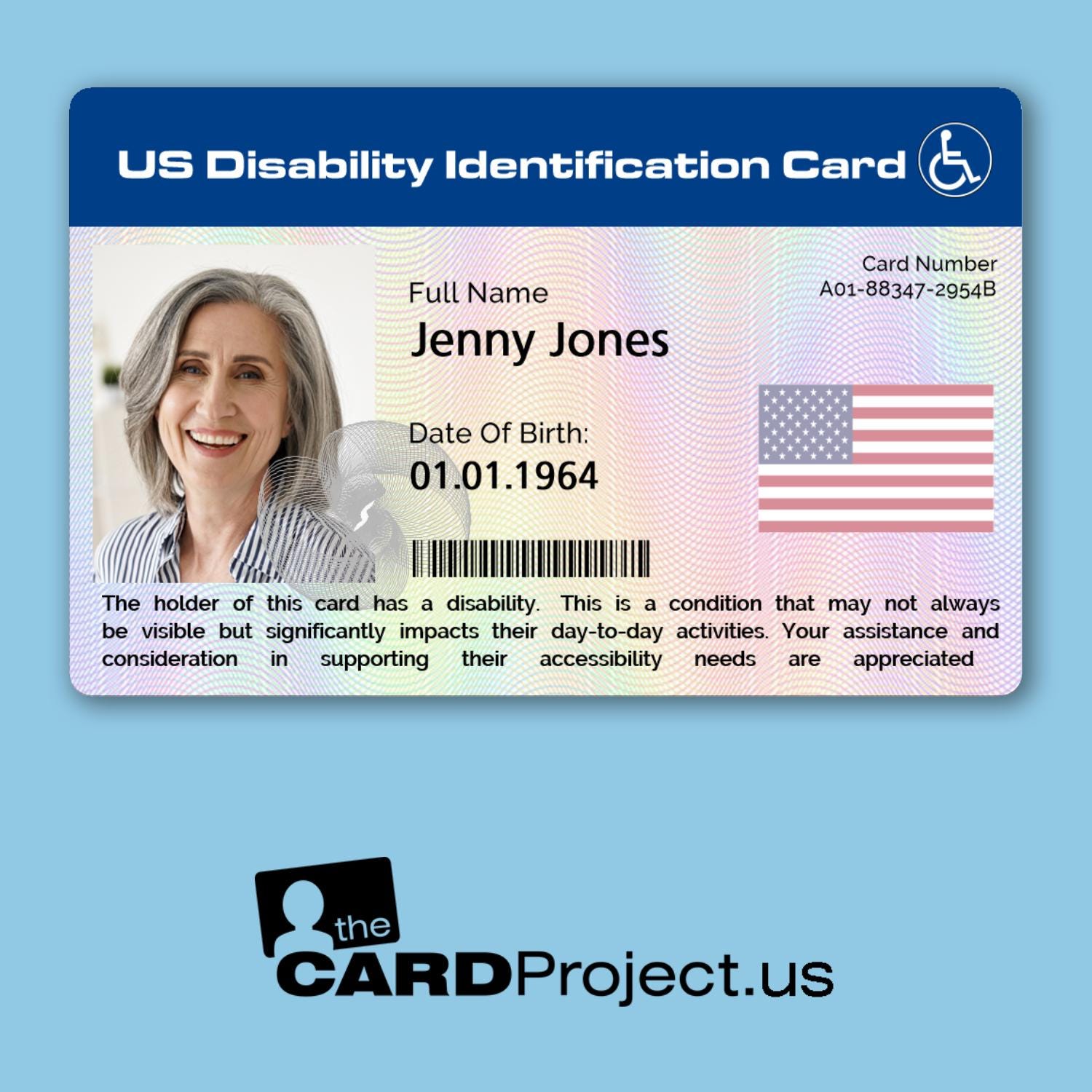 Disability Identification Card – Single Sided, Photo ID With American ...