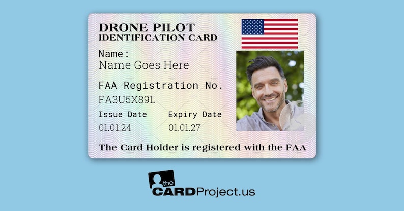 Custom Drone Pilot ID Card | FAA Registration With QR Code | Double ...