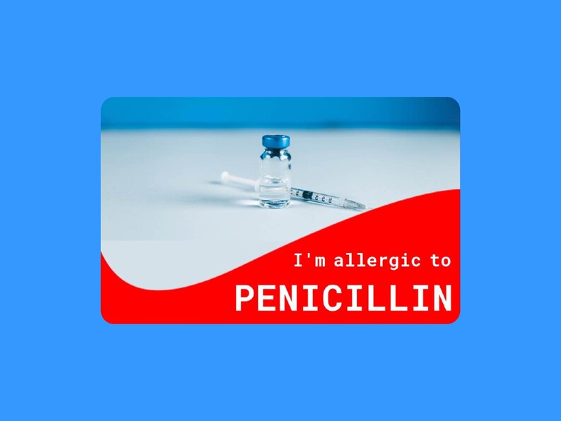 Penicillin Allergy Medical Alert Card – I'm Allergic to Penicillin ID ...