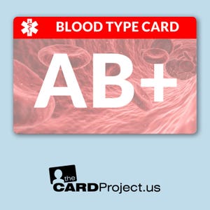 Blood Type Wallet Cards for Emergency Use – A Positive, A Negative, B ...