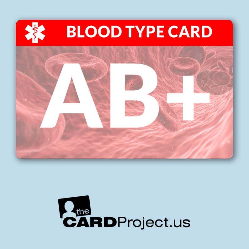Blood Type Wallet Cards for Emergency Use – A Positive, A Negative, B ...