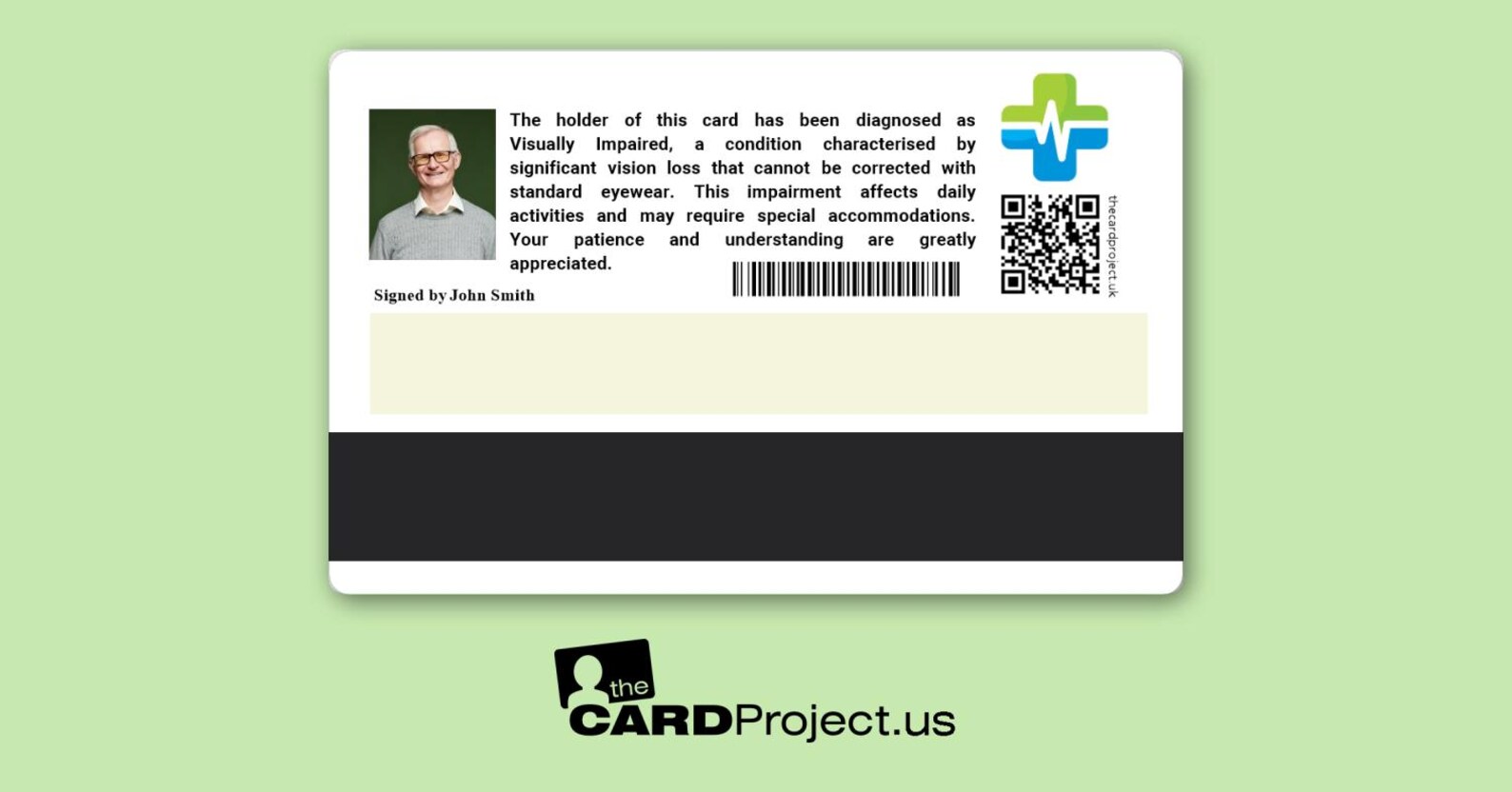 Visually Impaired Medical ID Card With Photo, Name & Date of Birth ...