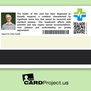 Visually Impaired Medical ID Card With Photo, Name & Date of Birth ...