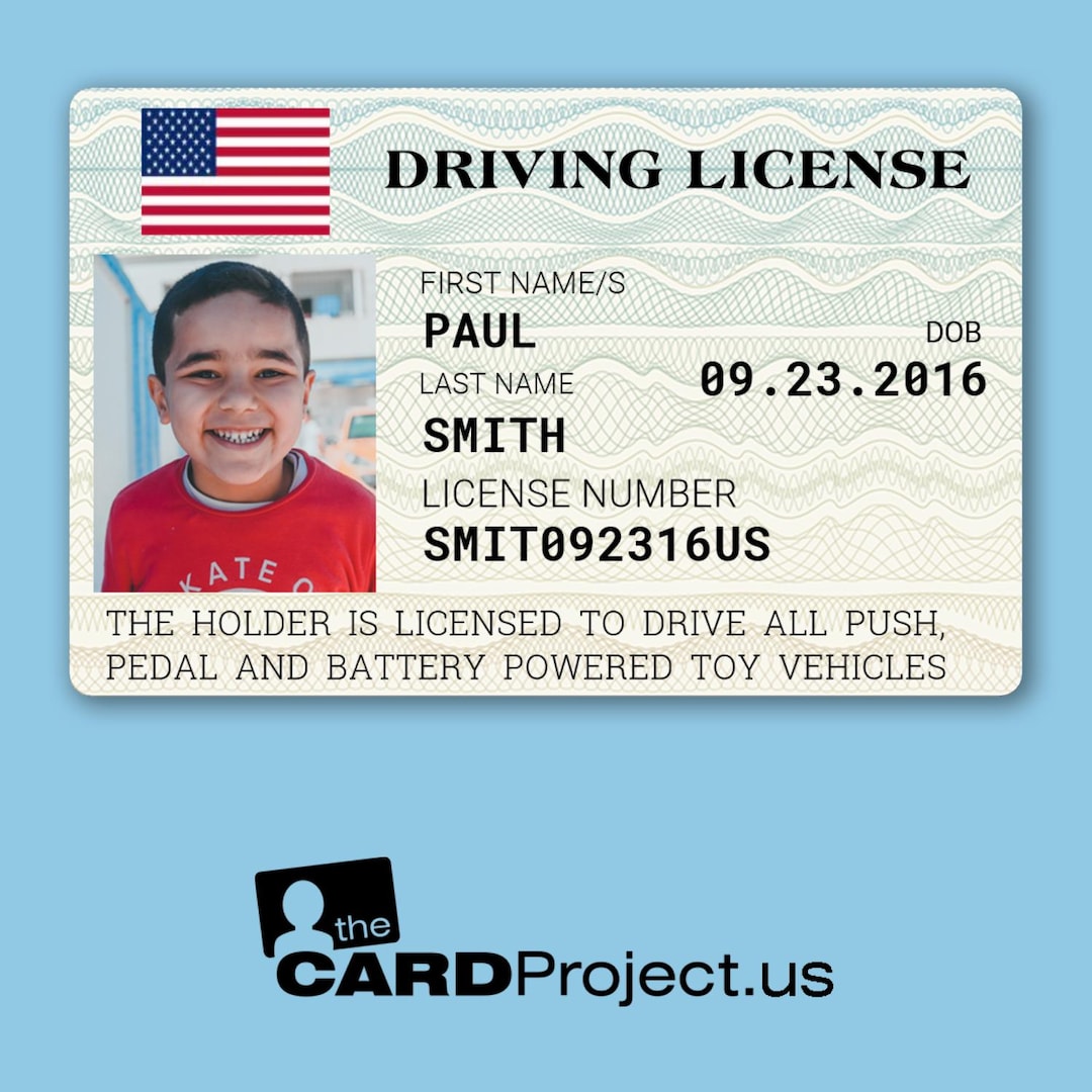 Personalised Kids Driving License | Toy Driver ID for Push & Pedal Cars ...