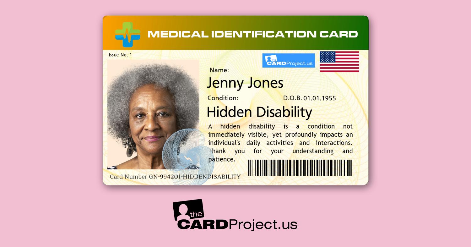 Hidden Disability Medical ID Card With Photo and American Flag ...