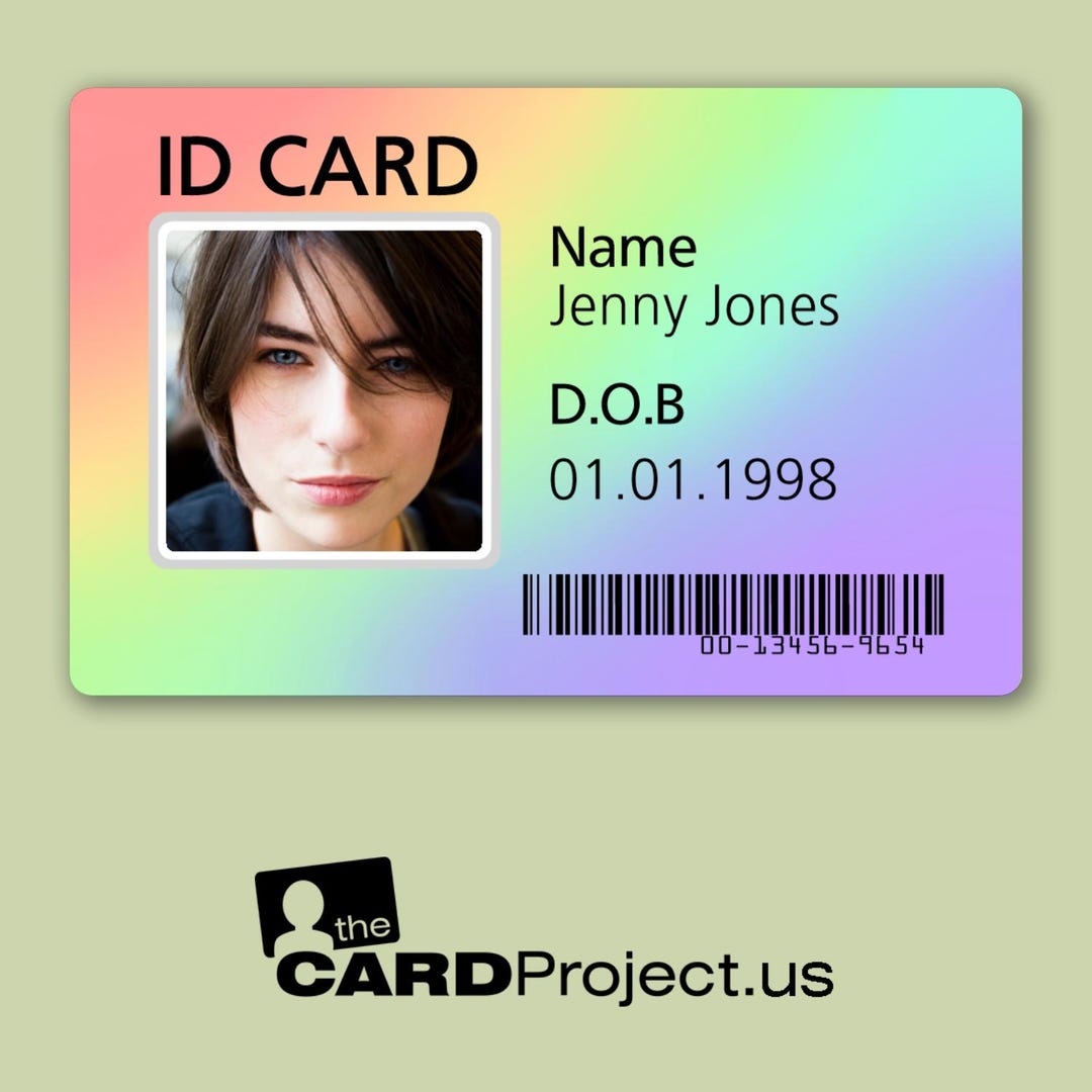 Photo Identity Card, Personalized With Name and Date of Birth | Credit ...