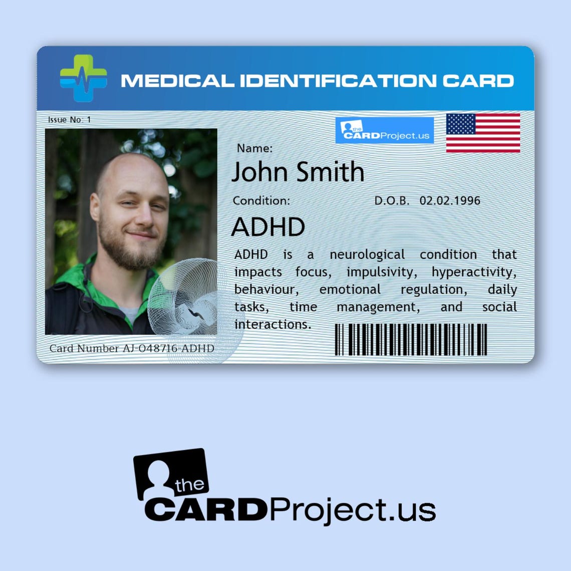 ADHD Personalized Medical ID Card With Photo | Attention Deficit ...