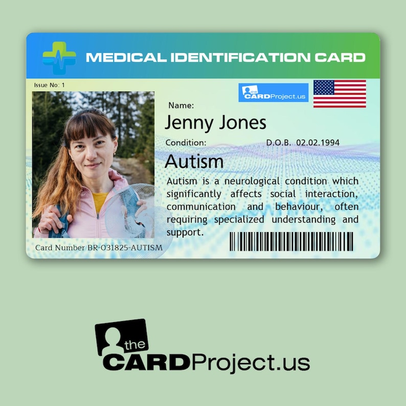 Autism Spectrum Disorder Medical ID Card – Neurodivergent Support With ...