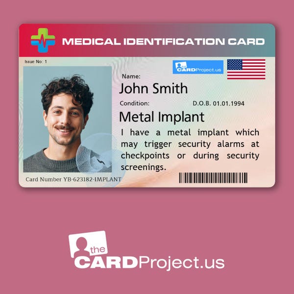 Medical Implant Card - Etsy