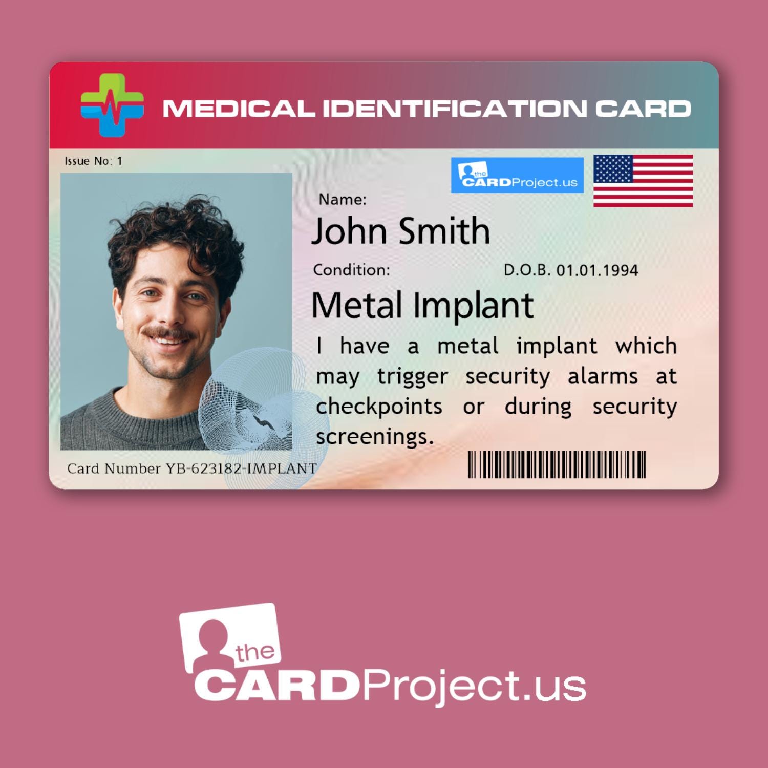 Metal Implant ID Card, Personalized With Photo for TSA Security, Travel ...
