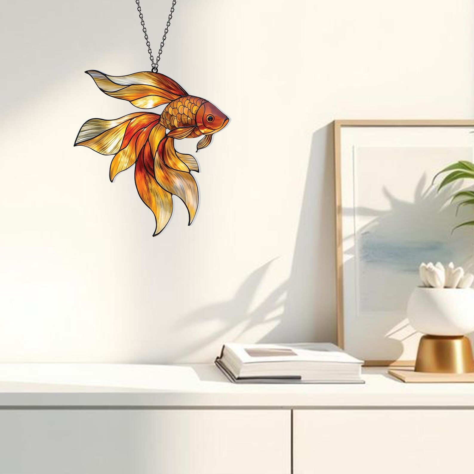 Goldfish Acrylic Window Suncatcher, Fish Ornament, Summer Home Décor ...