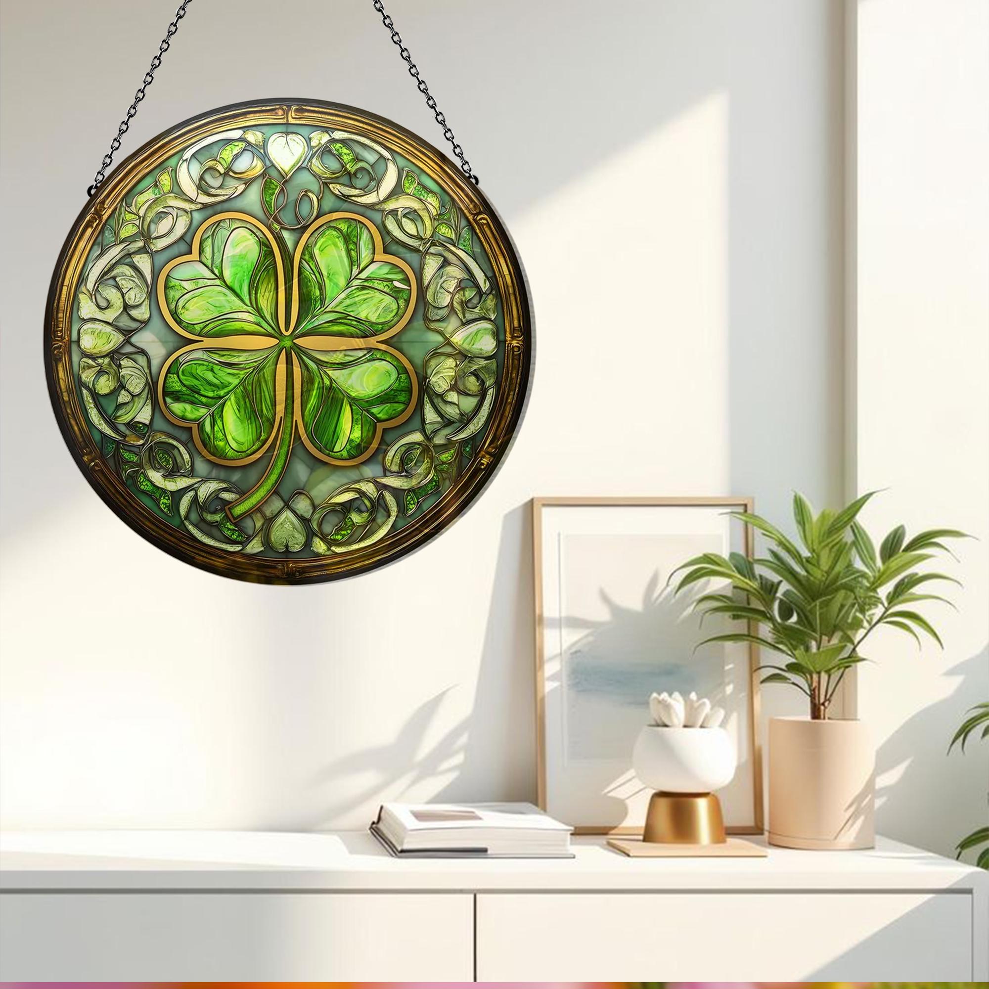 Four Leaf Clover Suncatcher, Good Luck Gift, Shamrock Glass Decoration ...