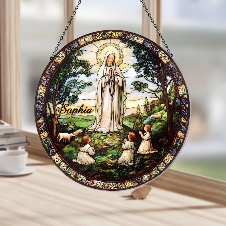 Our Lady of Fatima Window Hanging,virgin Mary Religious Window Hanging ...