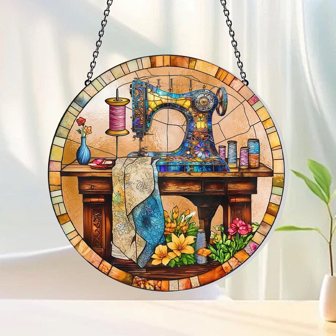 Sewing Machine Acrylic Suncatcher Window Ornament, Sewing Room ...