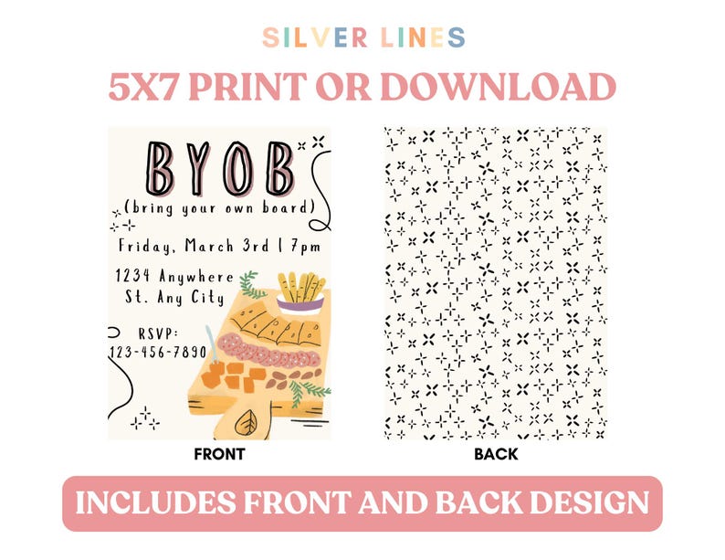 BYOB Party Invite | Bring Your Own Board Invite | Girls Night Invite ...