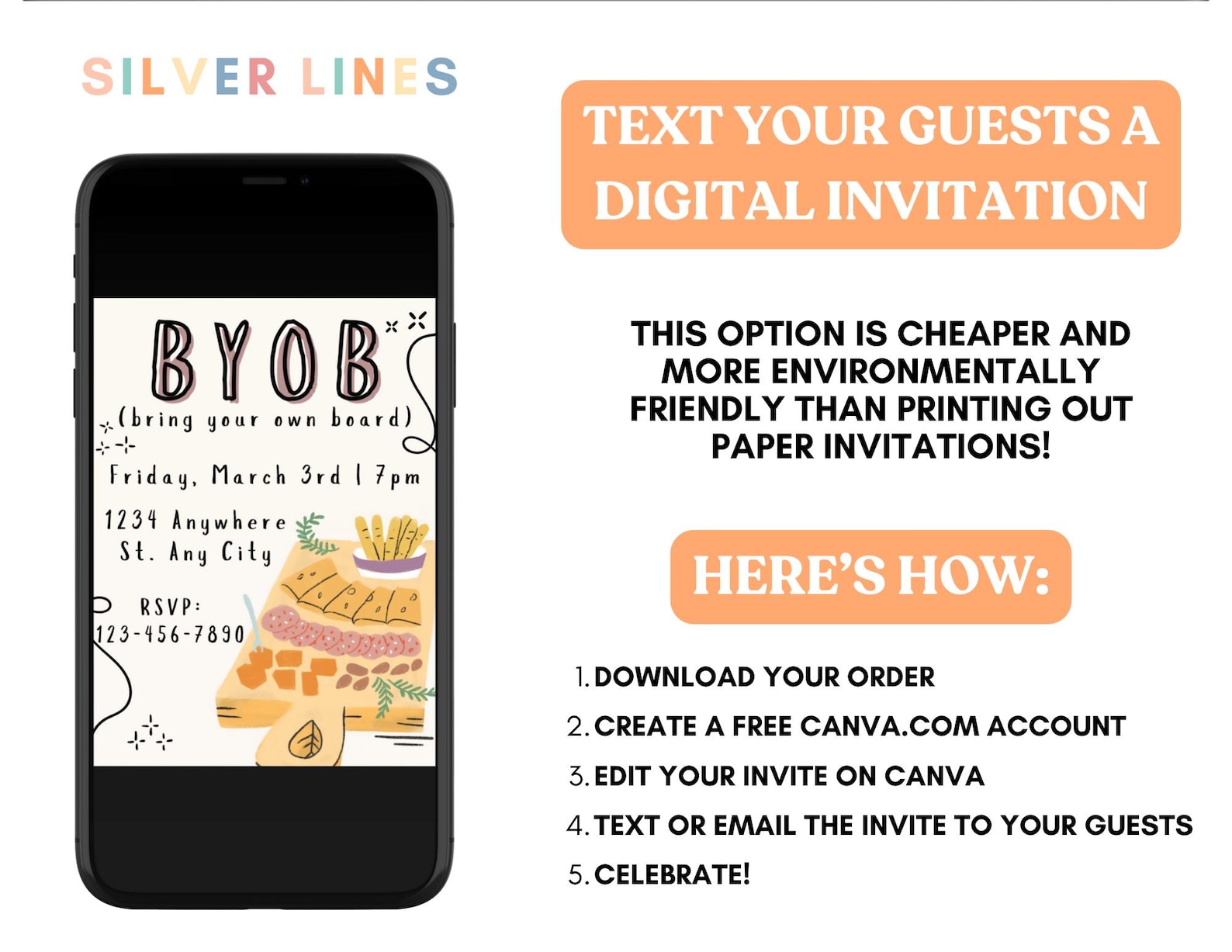 BYOB Party Invite | Bring Your Own Board Invite | Girls Night Invite ...