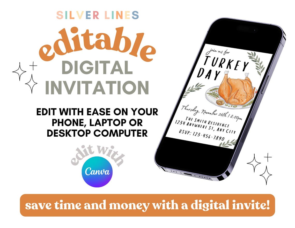 Turkey Day Invitation | Thanksgiving Invite | Friendsgiving Dinner ...
