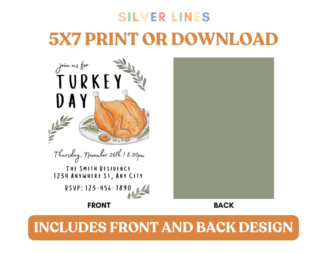 Turkey Day Invitation | Thanksgiving Invite | Friendsgiving Dinner ...