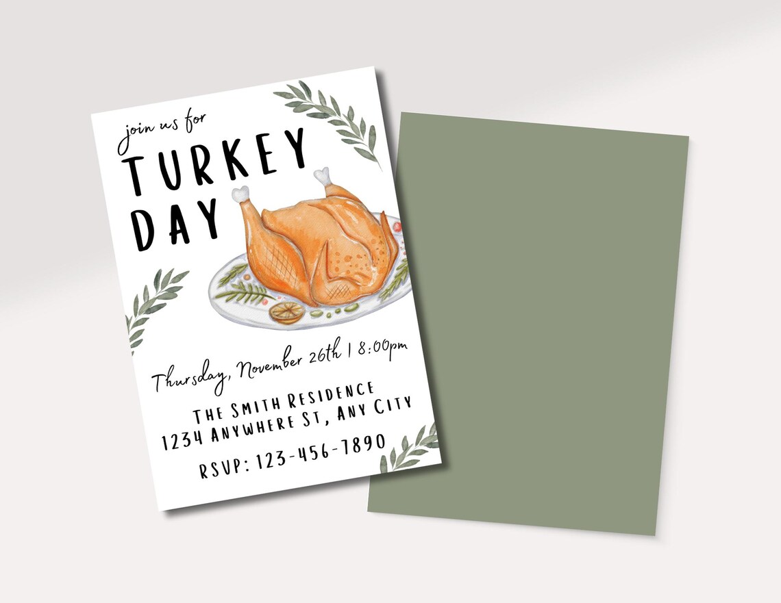Turkey Day Invitation | Thanksgiving Invite | Friendsgiving Dinner ...