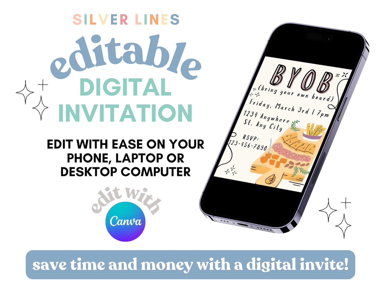 BYOB Party Invite | Bring Your Own Board Invite | Girls Night Invite ...