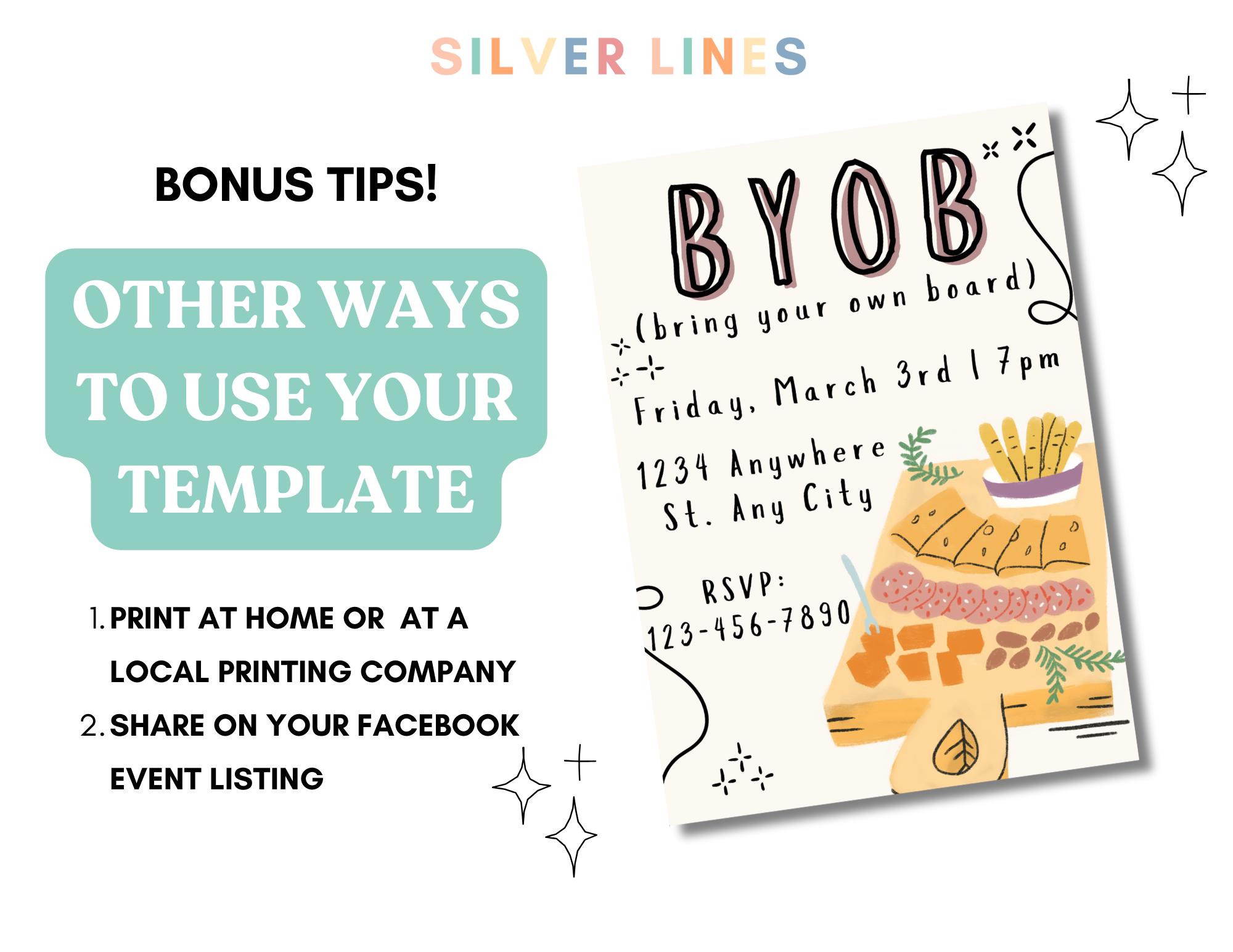 BYOB Party Invite | Bring Your Own Board Invite | Girls Night Invite ...