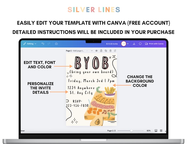 BYOB Party Invite | Bring Your Own Board Invite | Girls Night Invite ...