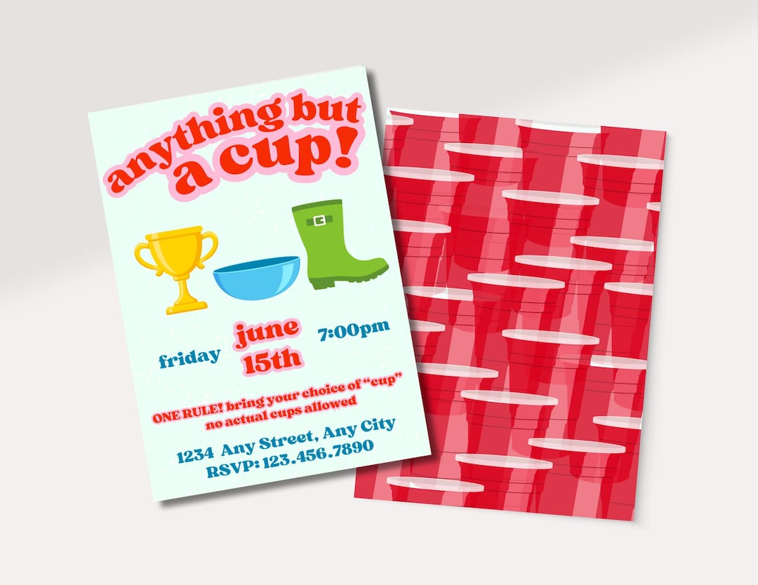 Anything but A Cup Invite | Themed Party Invitation | Housewarming ...