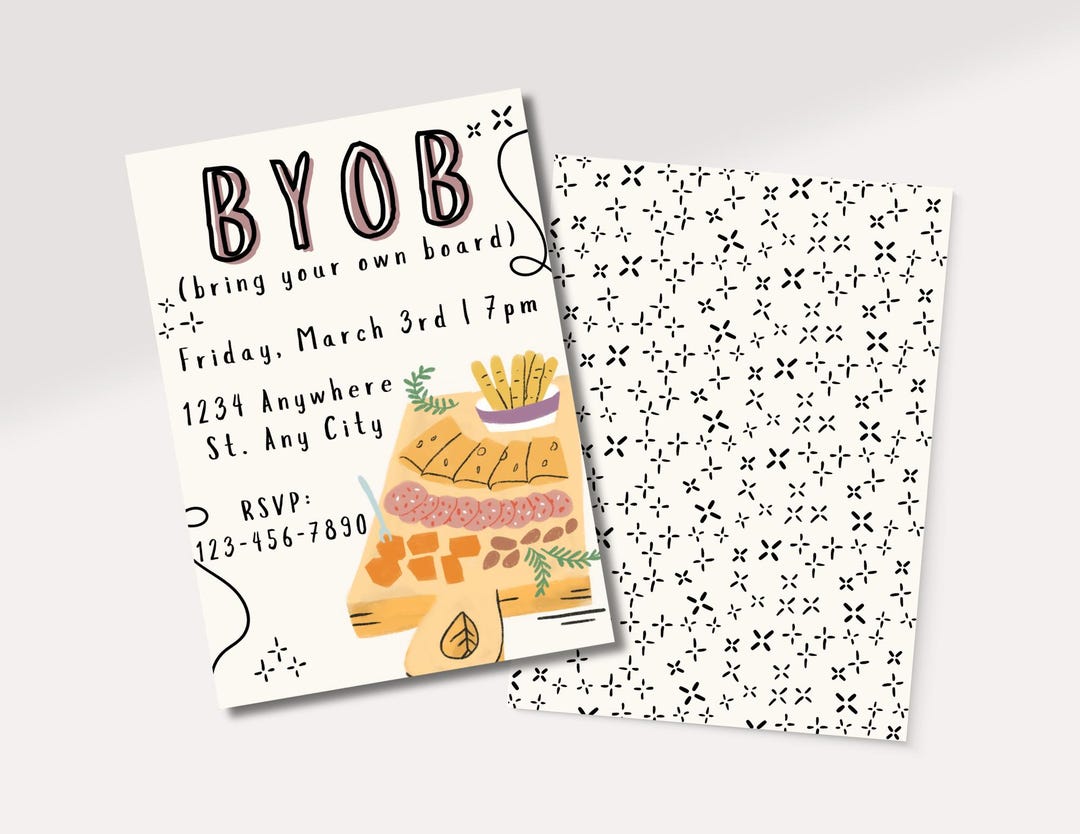 BYOB Party Invite | Bring Your Own Board Invite | Girls Night Invite ...