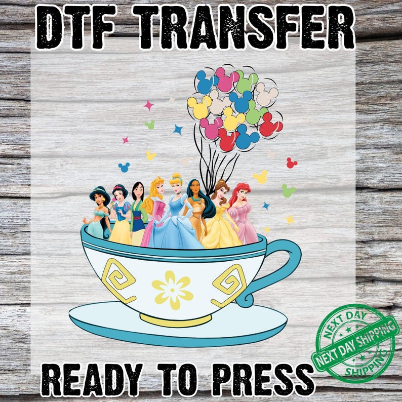 Disney Princess Characters DTF Transfer, Princess Ready to Press DTF ...
