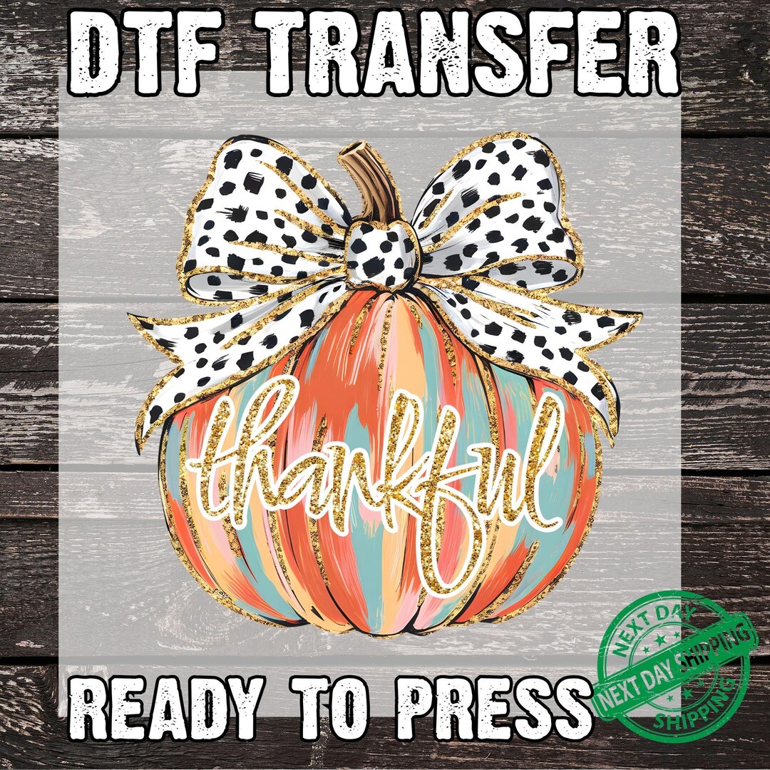 Polka Dot Thankful Pumpkin DTF Transfer, Ready to Press, Heat Transfer ...